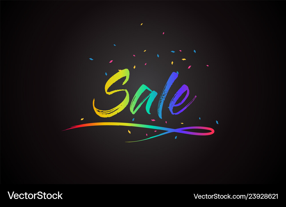 Sale word text with handwritten rainbow vibrant Vector Image