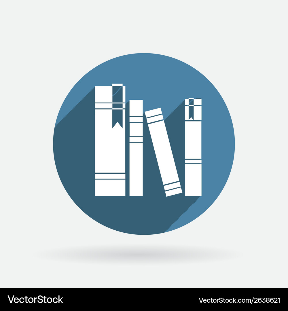 Spines of books circle blue icon with shadow Vector Image