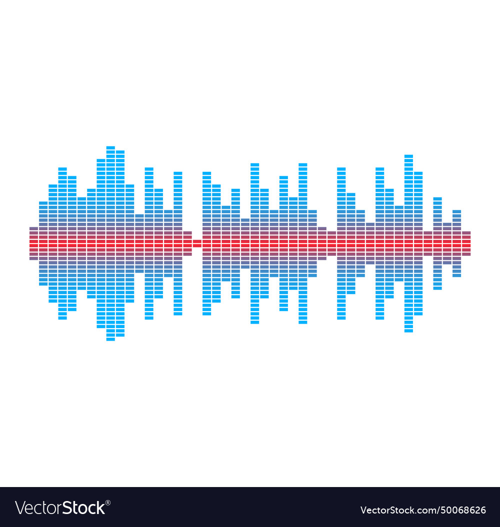 Audio waveform in blue and red colors sound wave Vector Image