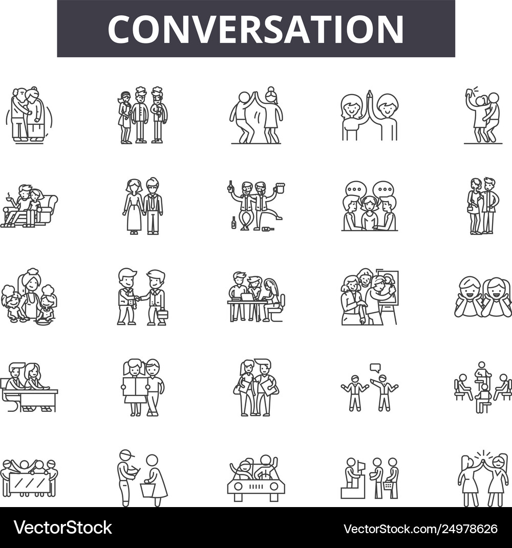 Conversation line icons signs set Royalty Free Vector Image