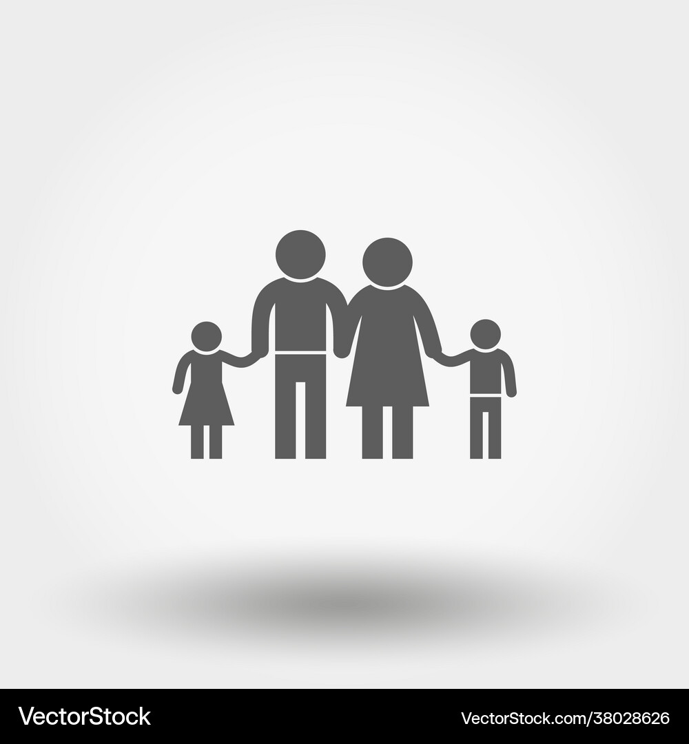 Family icon silhouette flat Royalty Free Vector Image