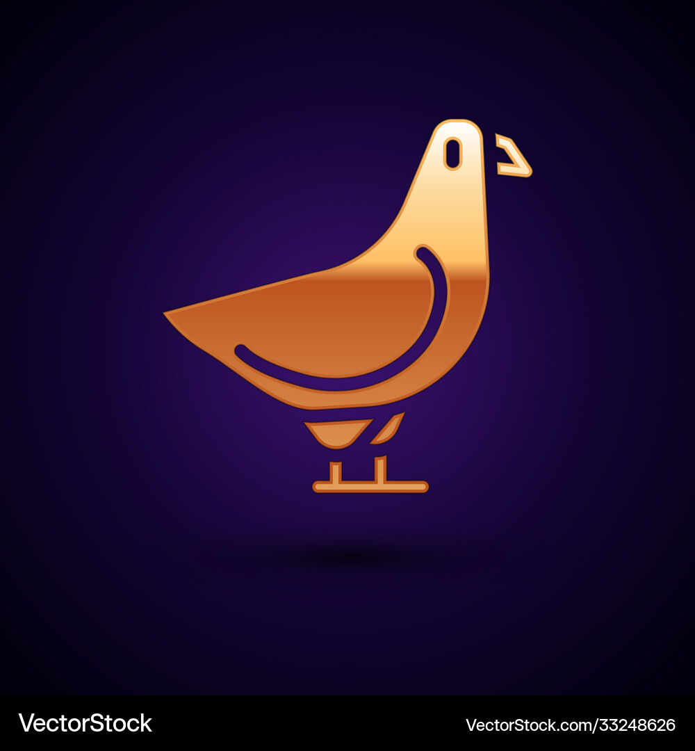 Gold dove icon isolated on black background Vector Image
