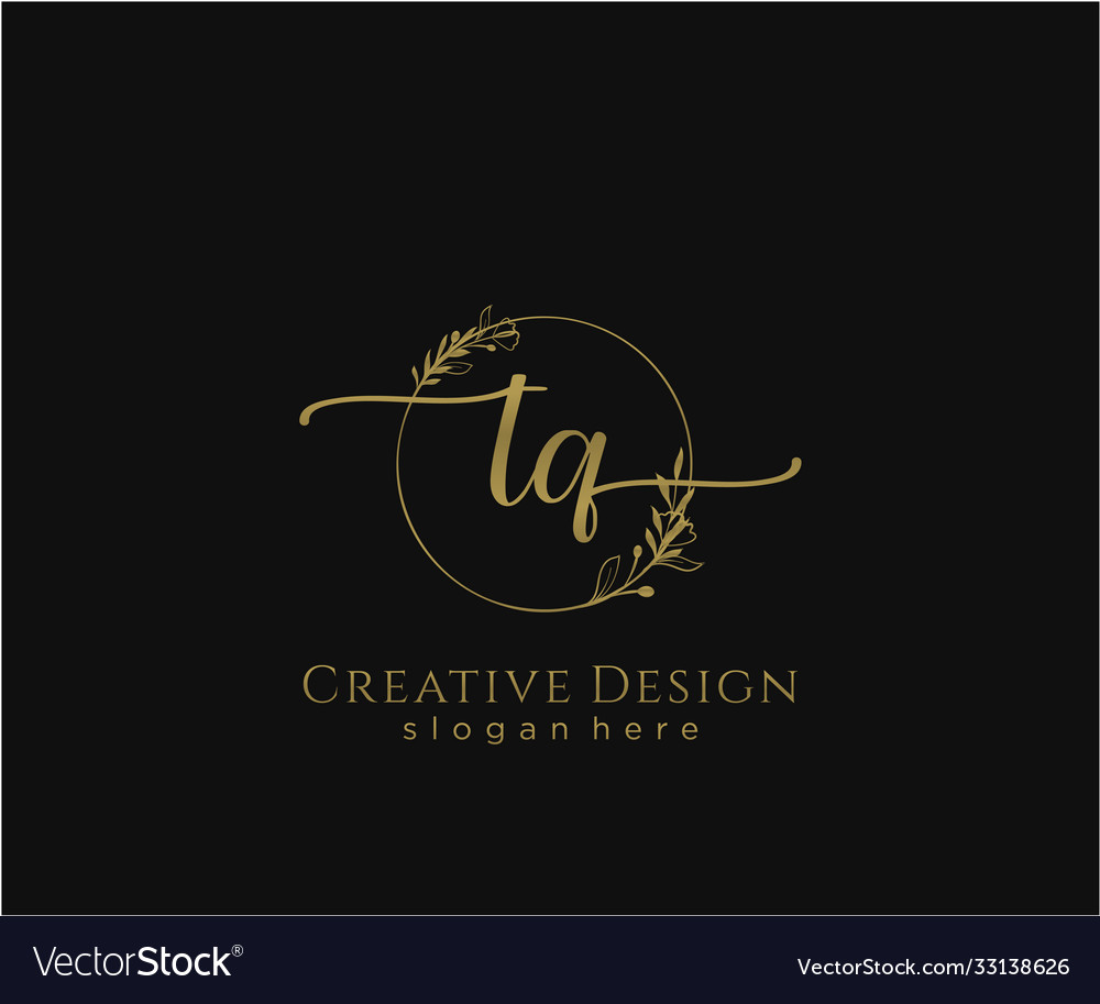 Initial tq beauty monogram and elegant logo design