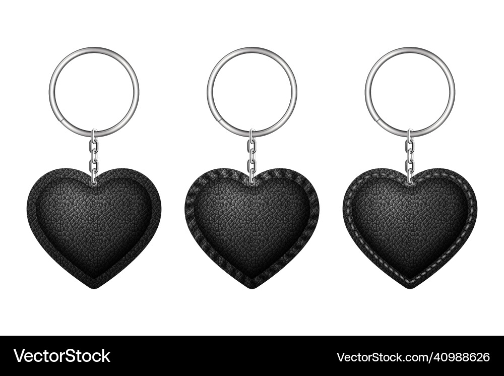 Leather heart shape keychain holder trinket Vector Image