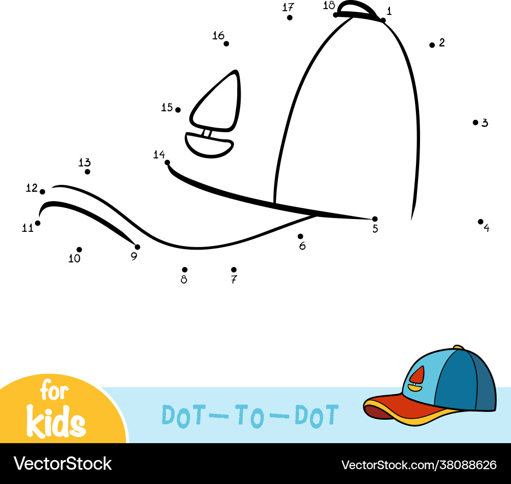 Numbers game education dot to dot game cap Vector Image