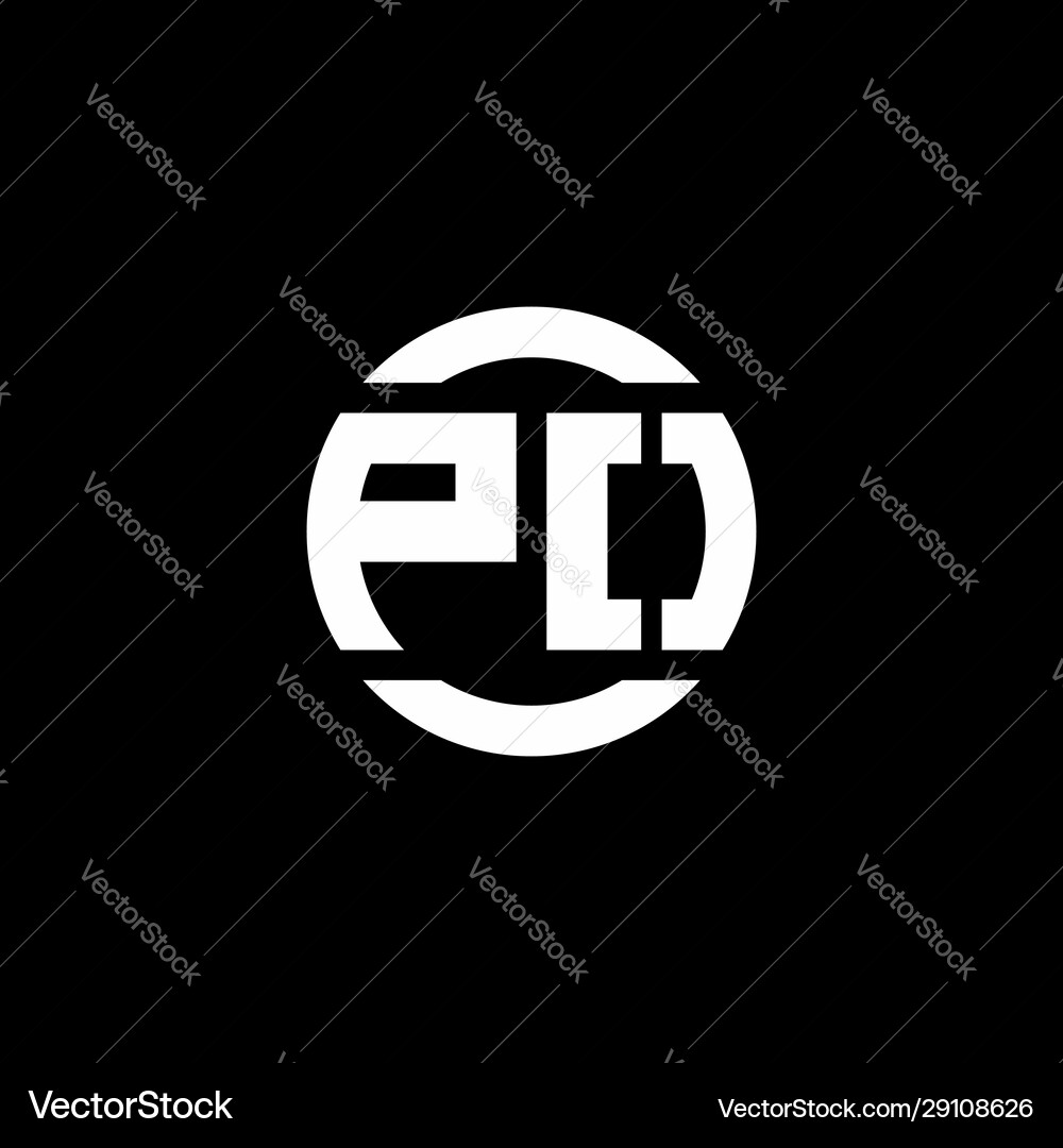 Po logo monogram isolated on circle element Vector Image