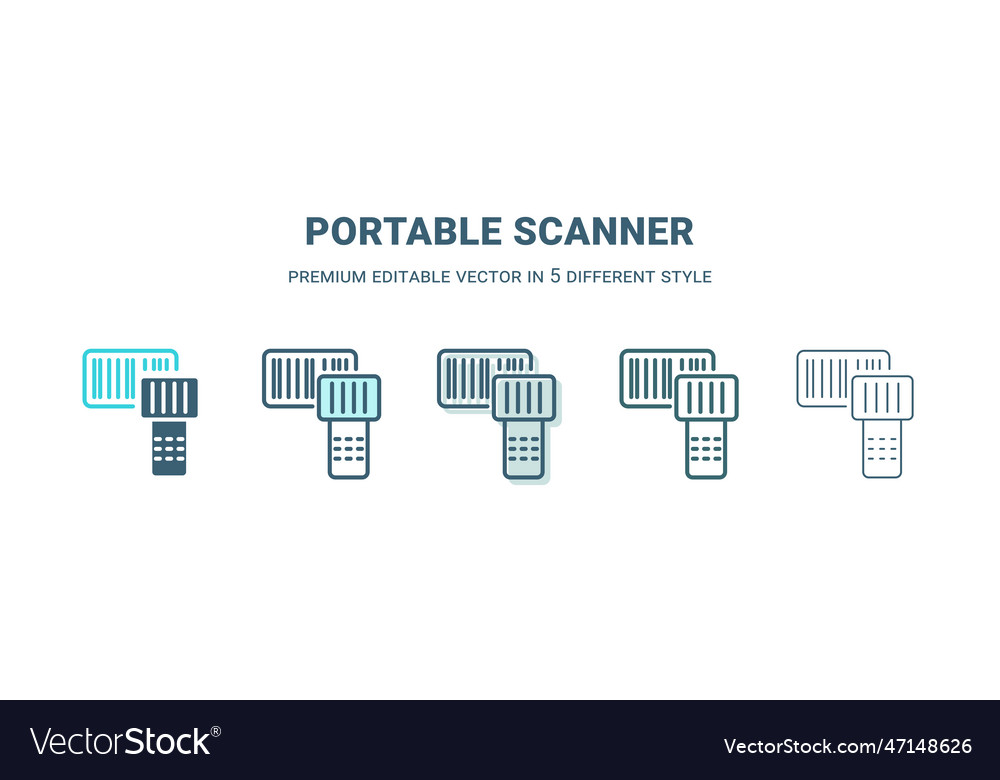Portable scanner icon in 5 different style Vector Image