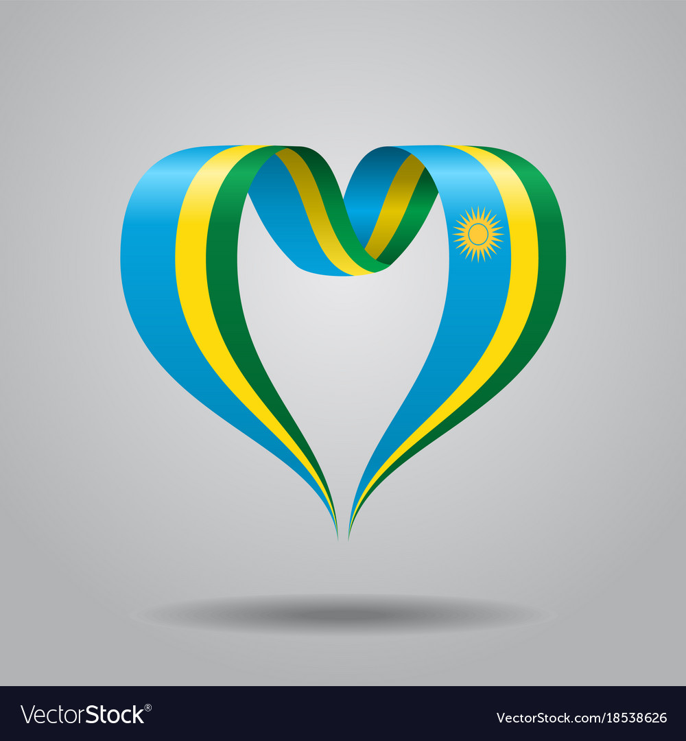 Rwandan flag heart-shaped ribbon Royalty Free Vector Image