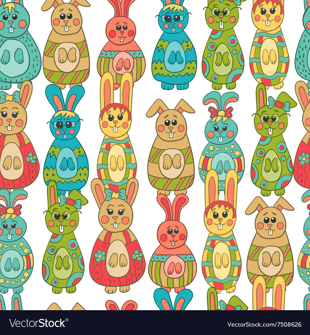 Seamless pattern with easter bunny-9 Royalty Free Vector