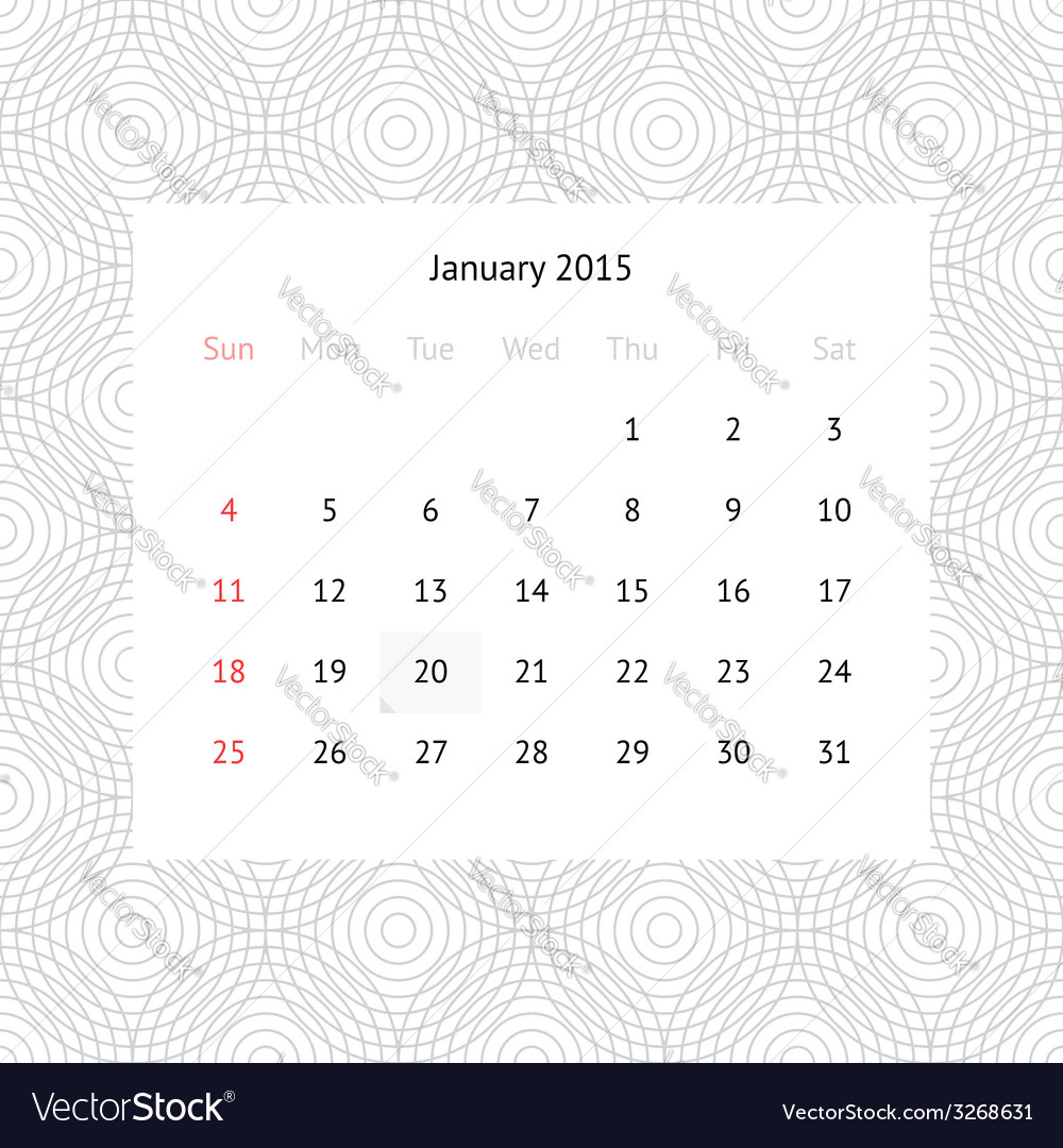 Calendar page for january 2015 Royalty Free Vector Image