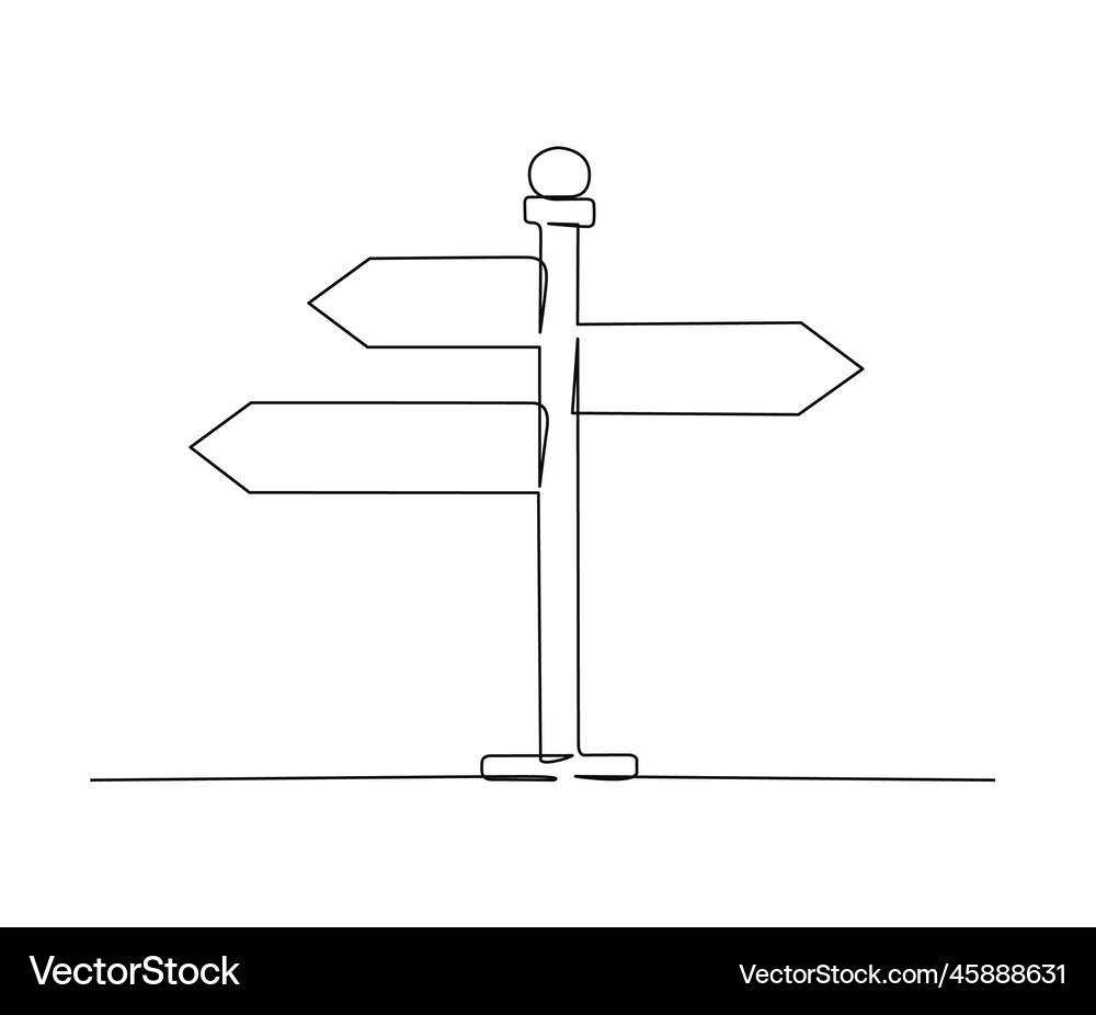 Continuous one line drawing of road direction Vector Image