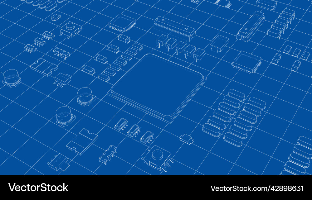 Electric circuit board various chips Royalty Free Vector
