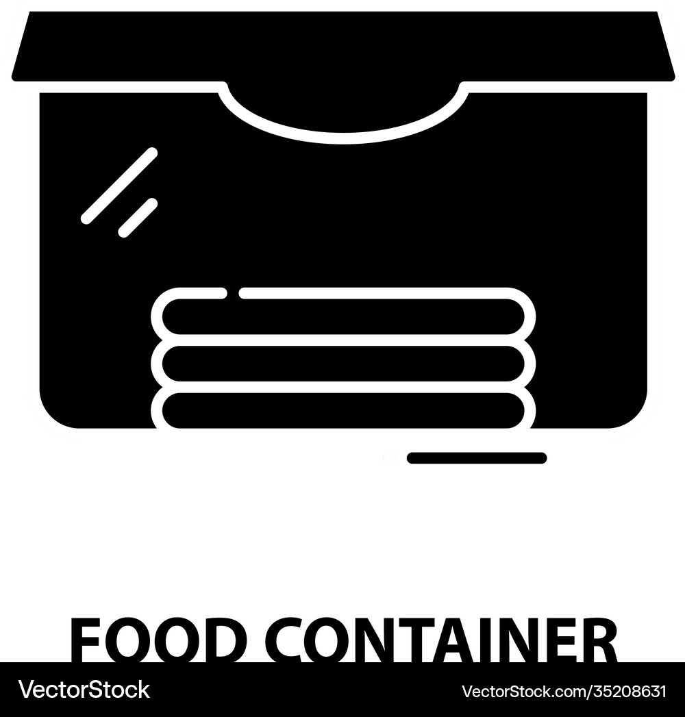 Food container icon black sign Royalty Free Vector Image