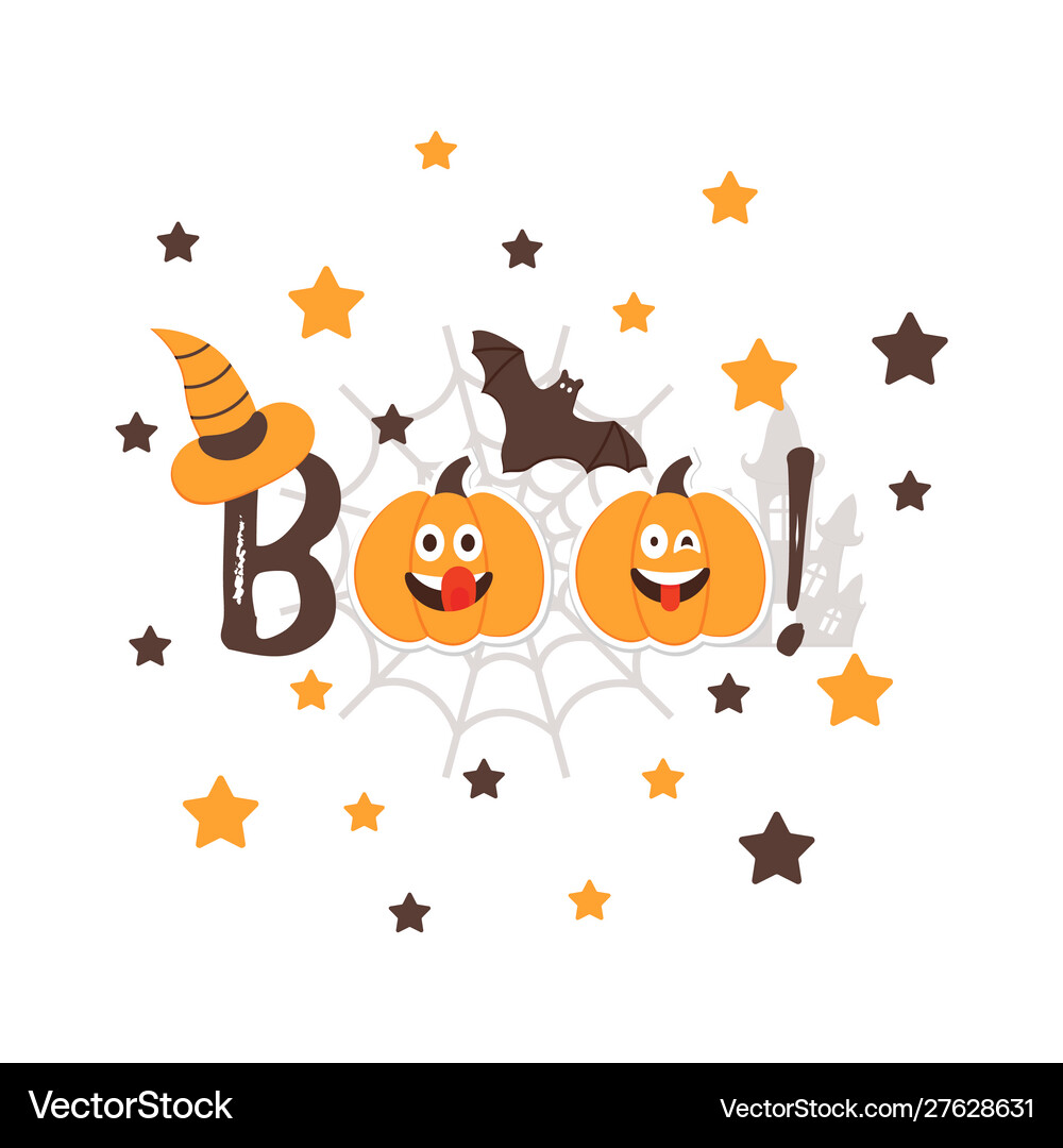 Halloween boo message with pumpkins happy Vector Image