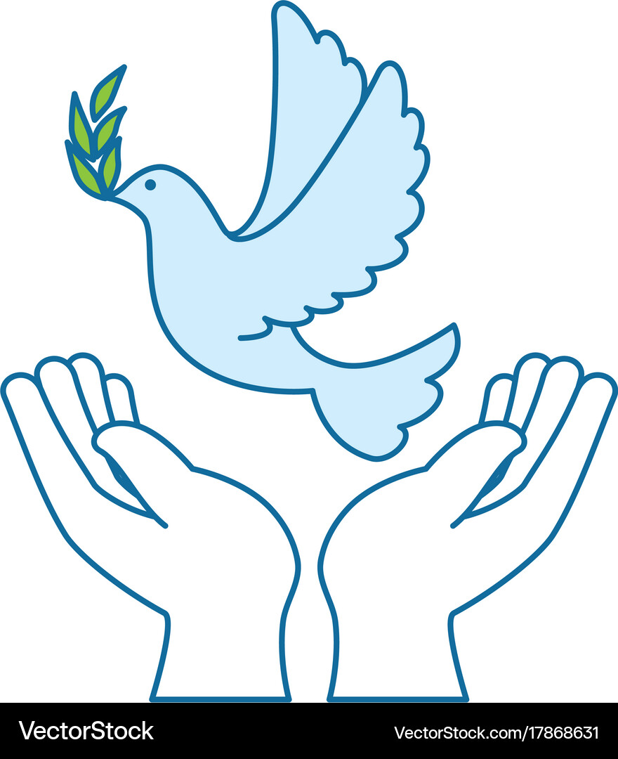 Hands human with dove of peace Royalty Free Vector Image