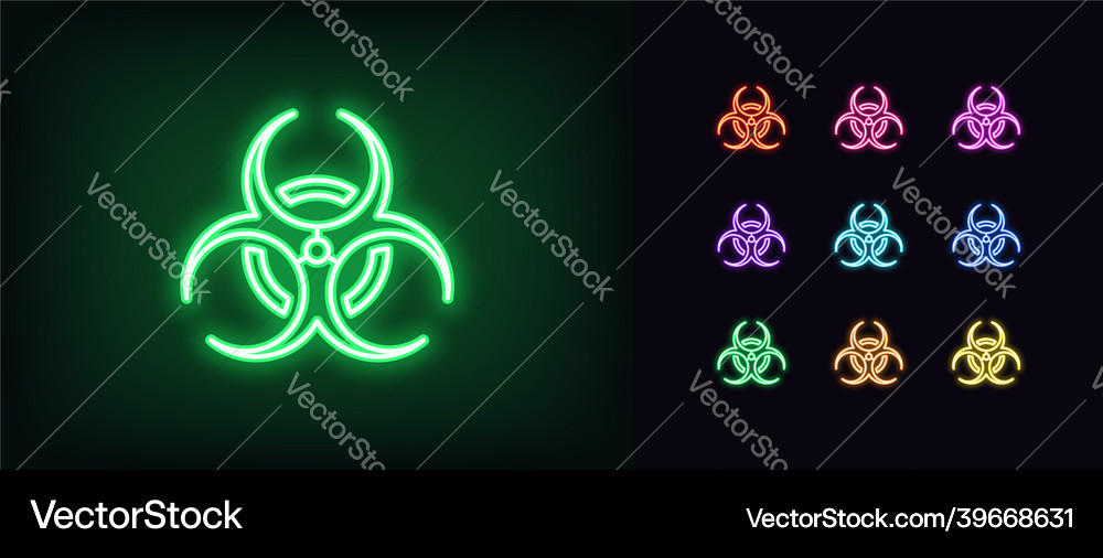 Outline neon biohazard icon glowing Royalty Free Vector