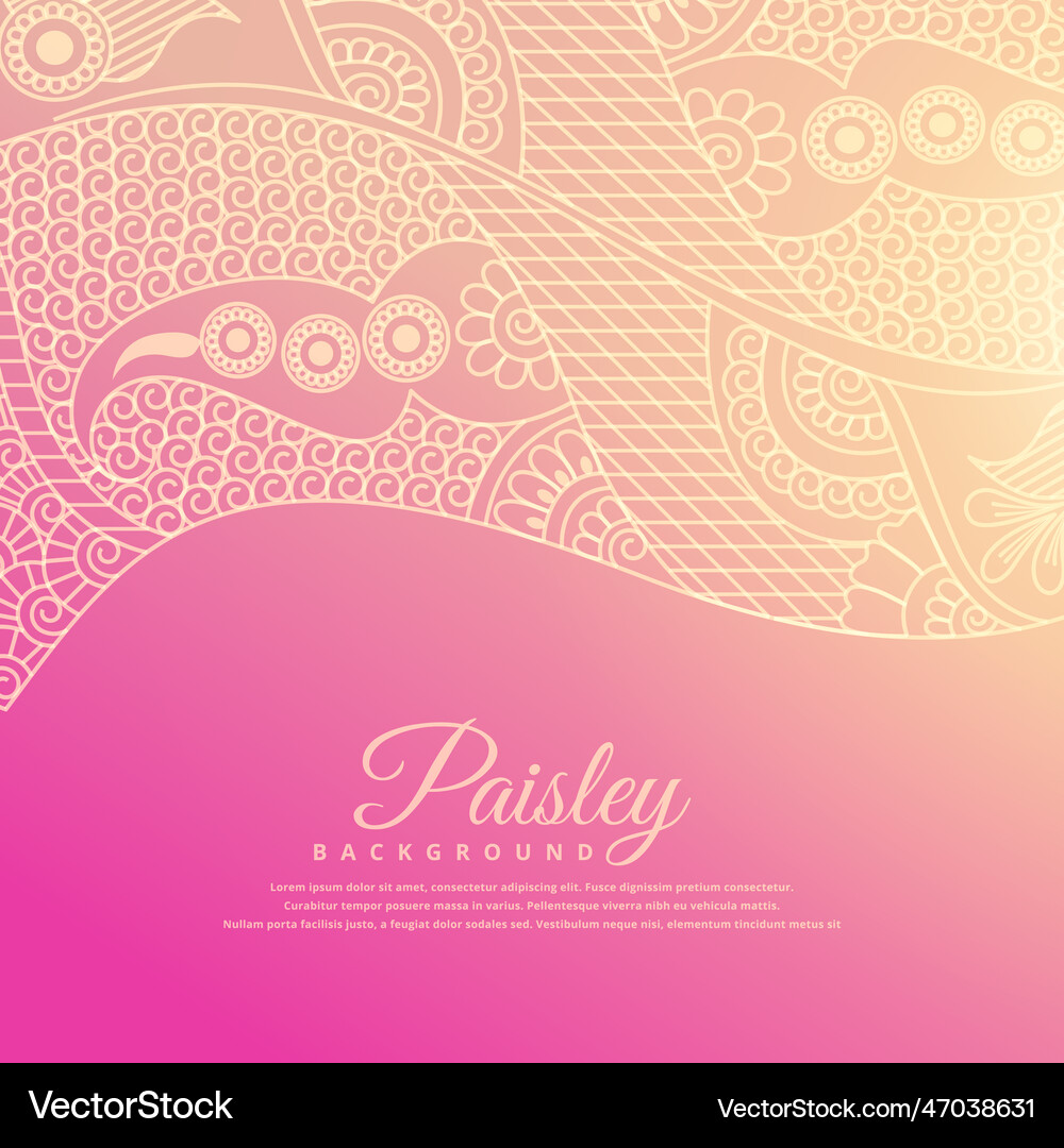Pink background with henna paisley background Vector Image