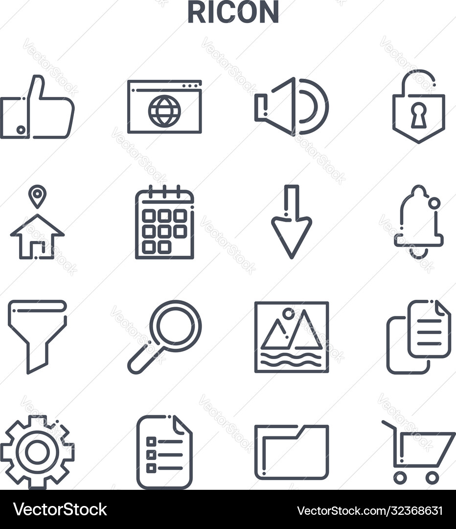 Set 16 icon concept line icons 64x64 thin Vector Image