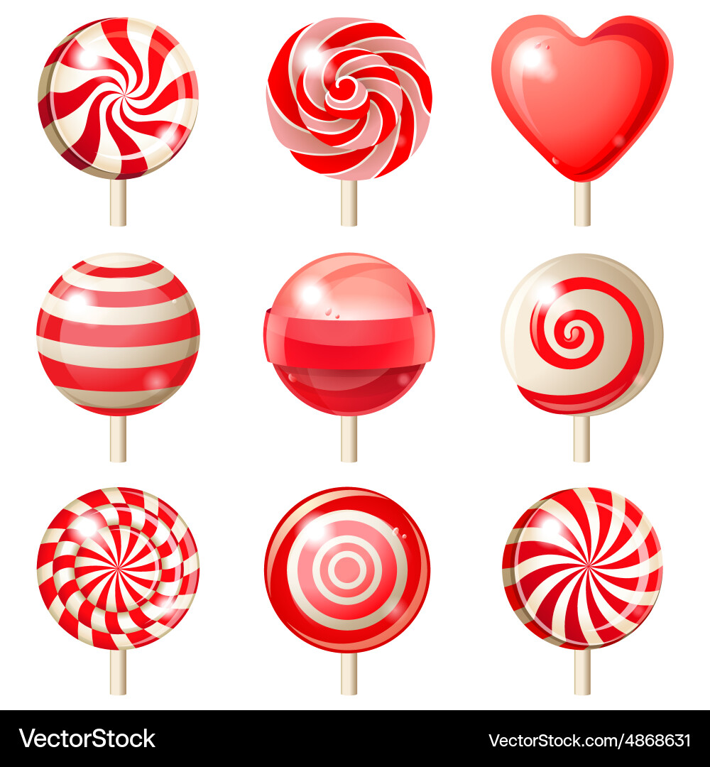 Set of red lollipops Royalty Free Vector Image