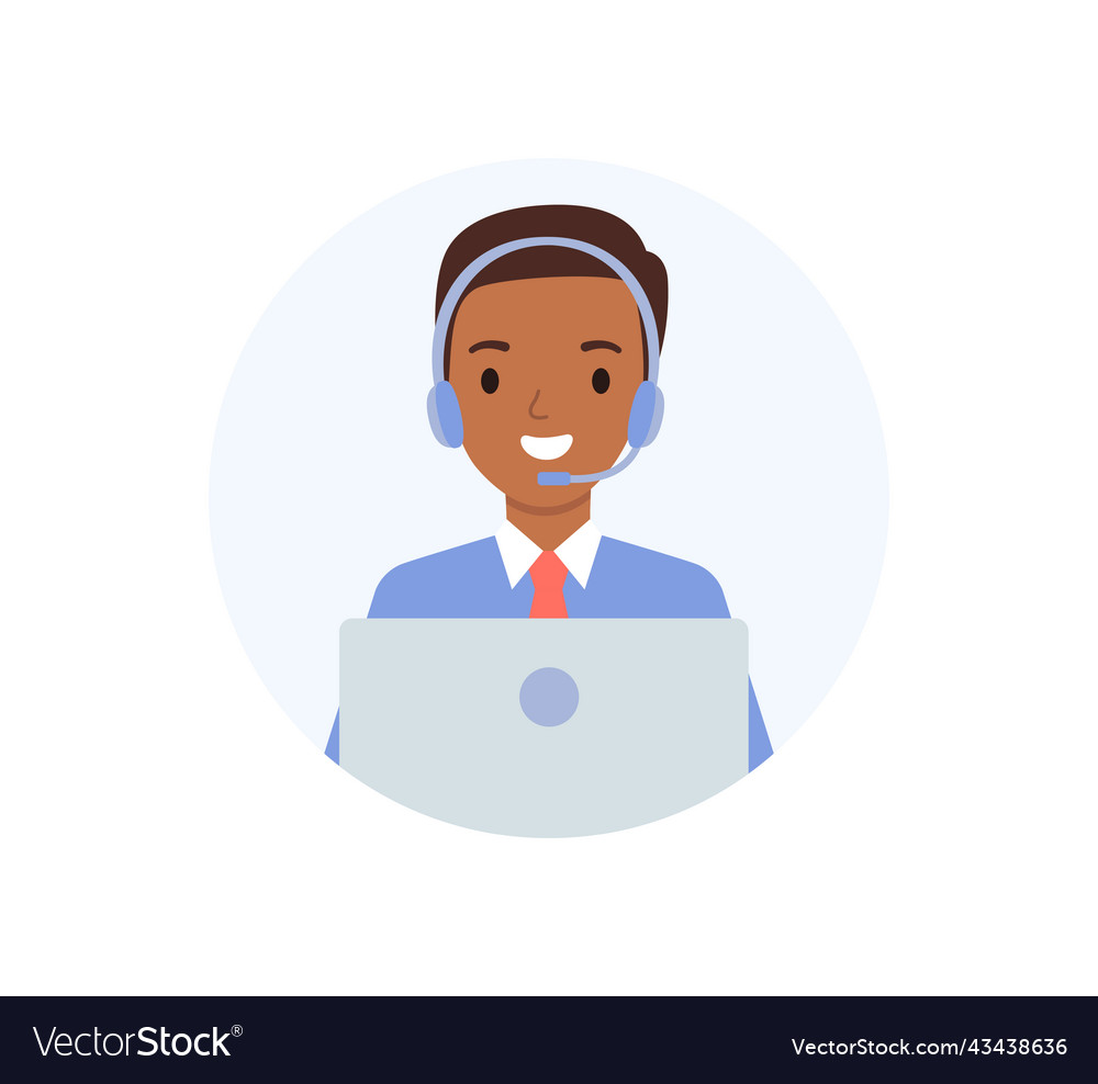 African american young man wearing in headphones Vector Image
