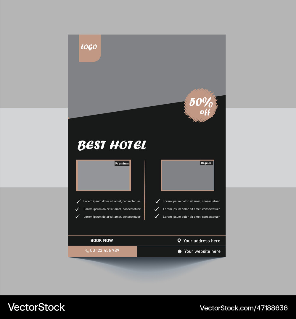 Best hotel service flyer template design golden Vector Image