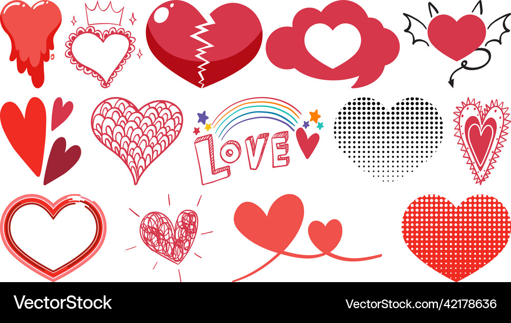 Different style of hearts isolated on white Vector Image