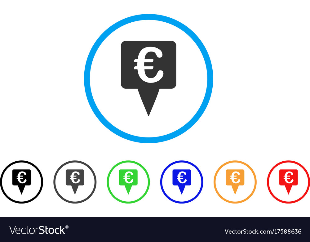 Euro map pointer rounded icon Royalty Free Vector Image
