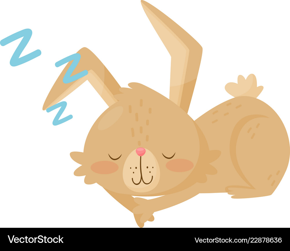 Flat icon of little sleeping bunny Royalty Free Vector Image