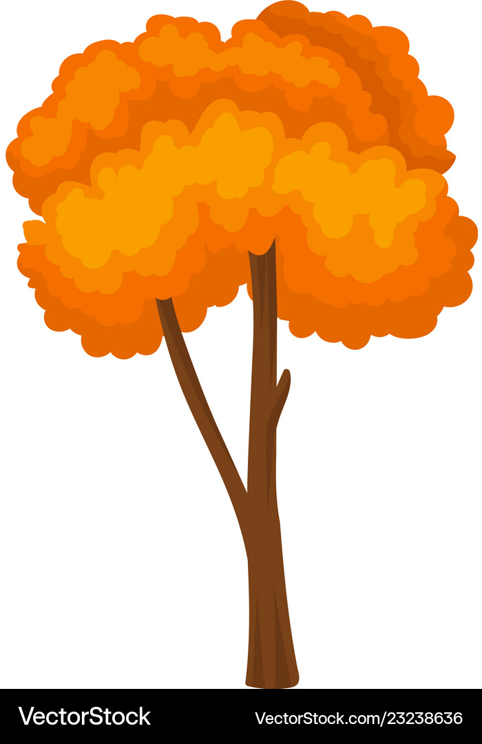 Flat icon of tall tree with bright orange Vector Image