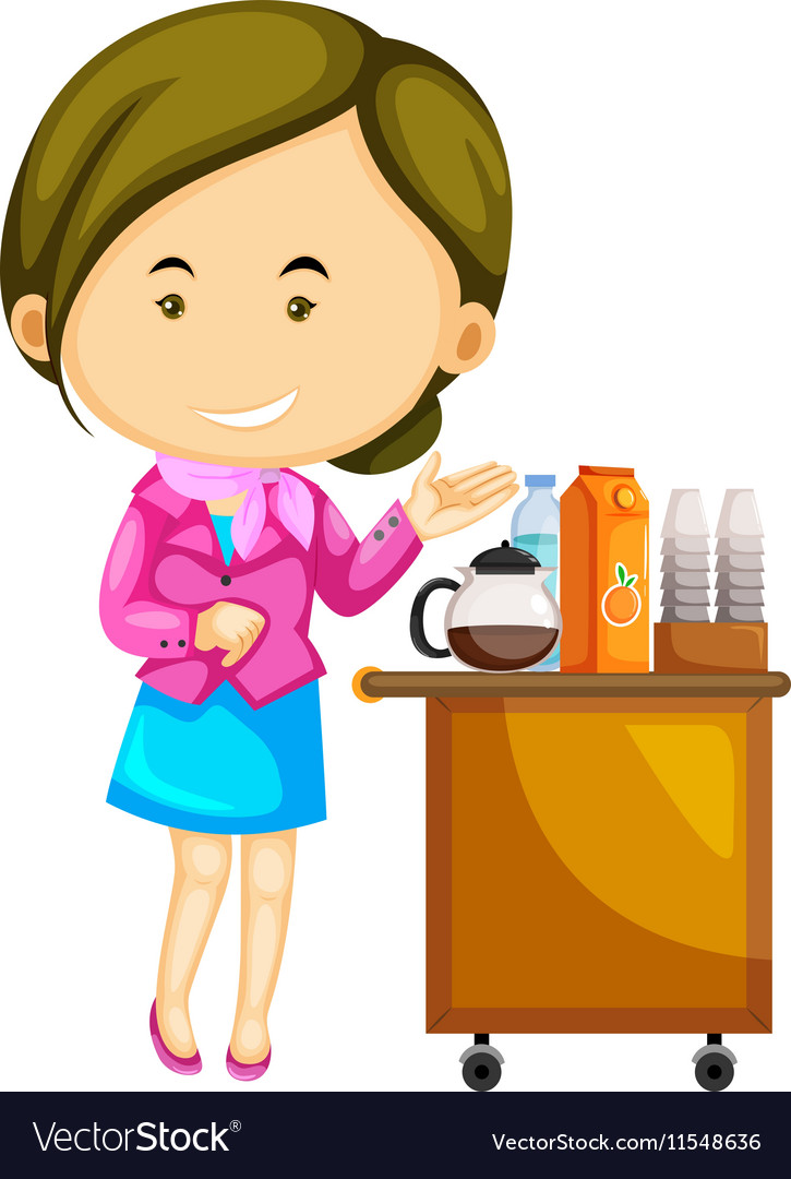 Flight Attendant Serving Drinks Royalty Free Vector Image