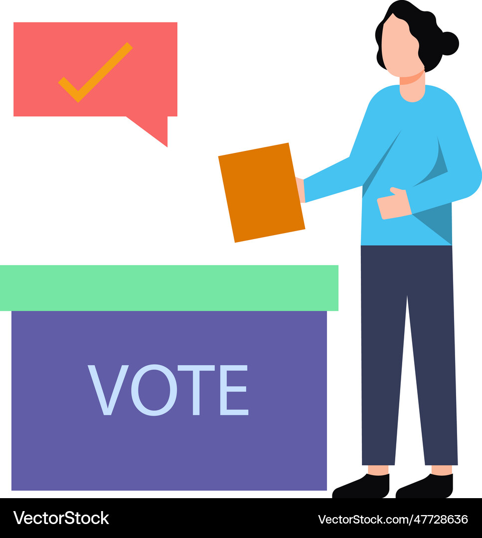 Girl is voting in the voting box Royalty Free Vector Image