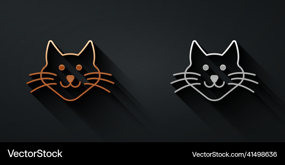 Gold and silver cat icon isolated on black Vector Image