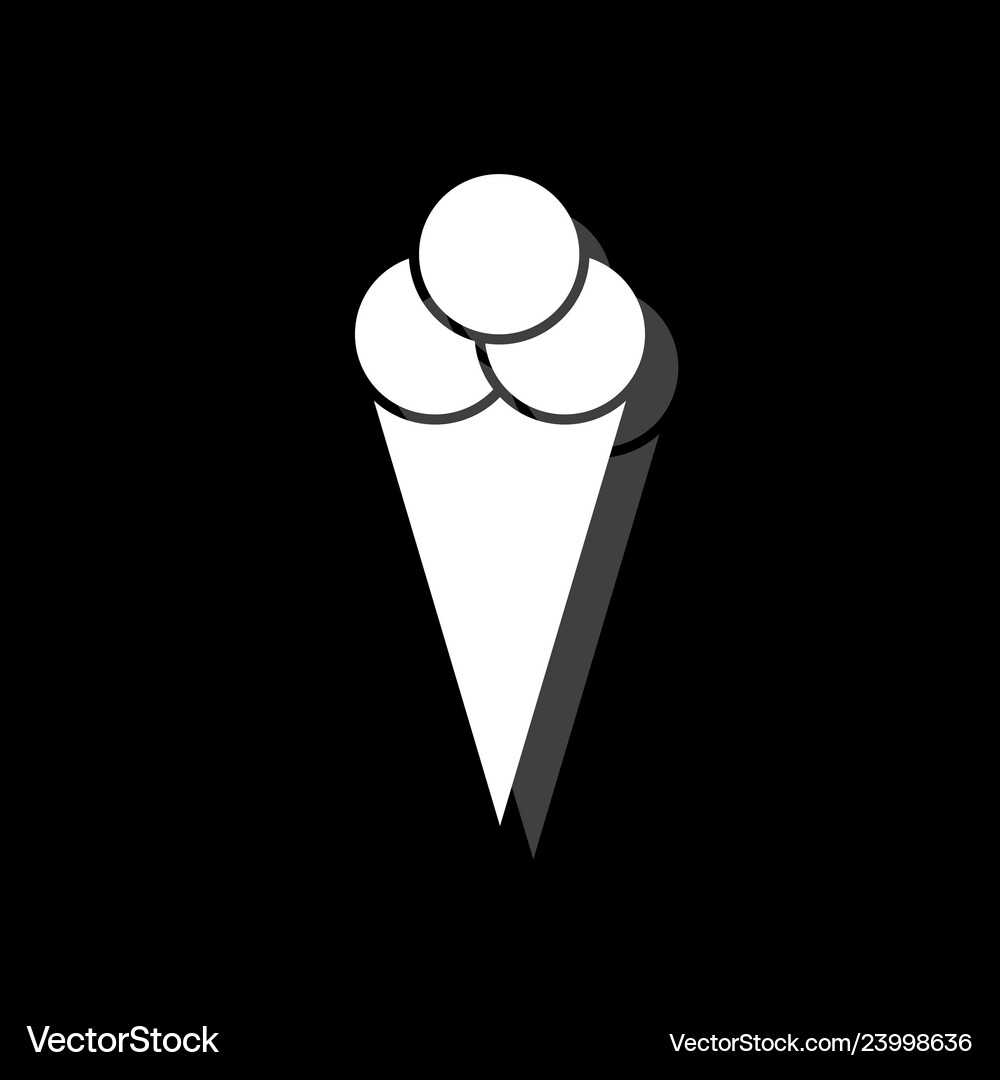 Ice cream balls in waffle cone icon flat Vector Image