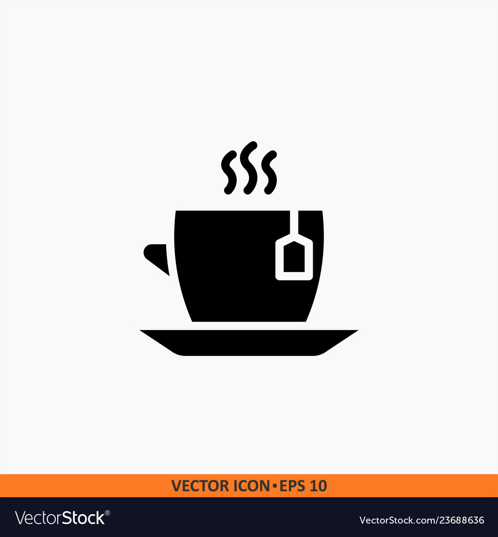 Icon tea cup black solid editable Royalty Free Vector Image