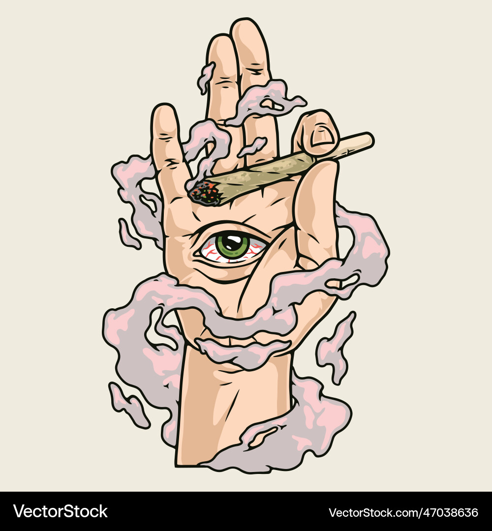 Joint hashish colorful detailed label Royalty Free Vector