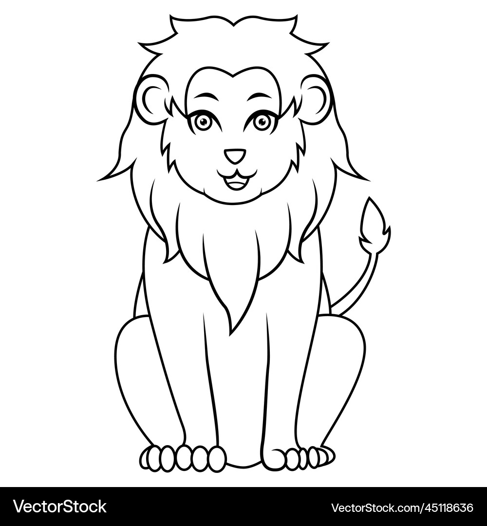 Lion cartoon line art Royalty Free Vector Image
