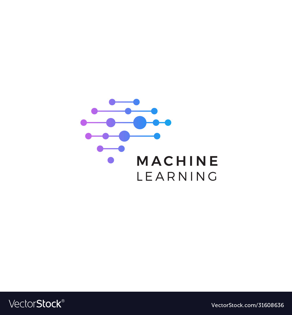 Machine learning logo neurons connections Vector Image