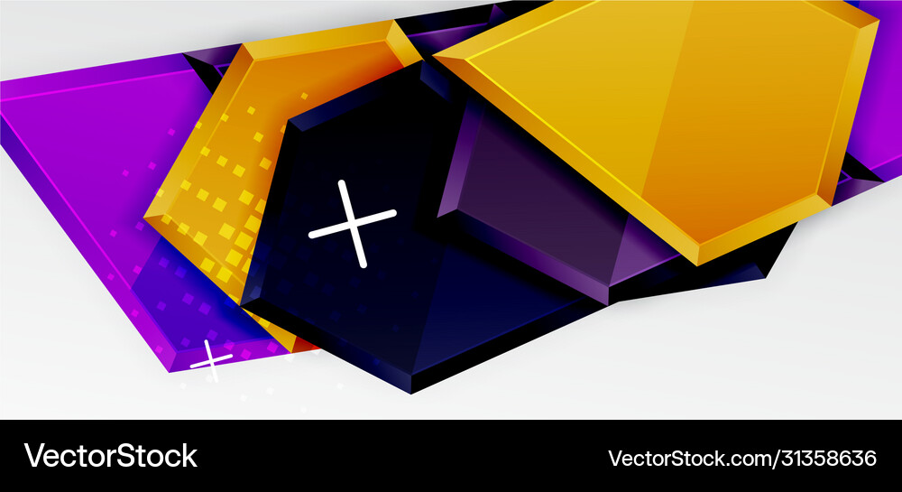 Metal glossy shiny geometric shapes with 3d effect