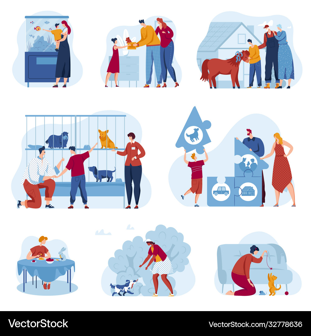 Pet shop store set cartoon Royalty Free Vector Image