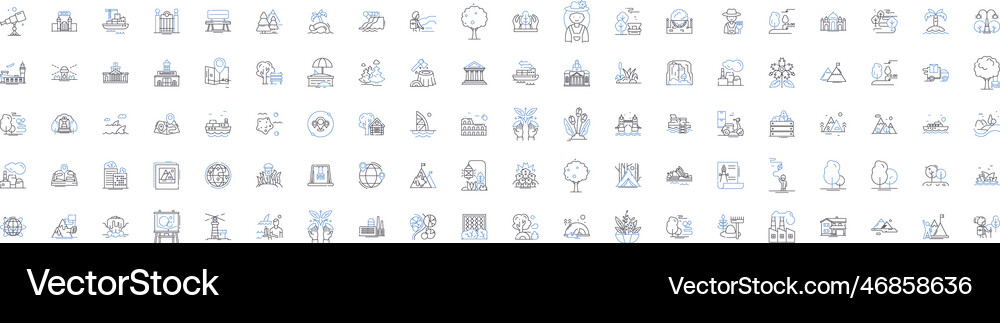 Sea view line icons collection tranquil pristine Vector Image