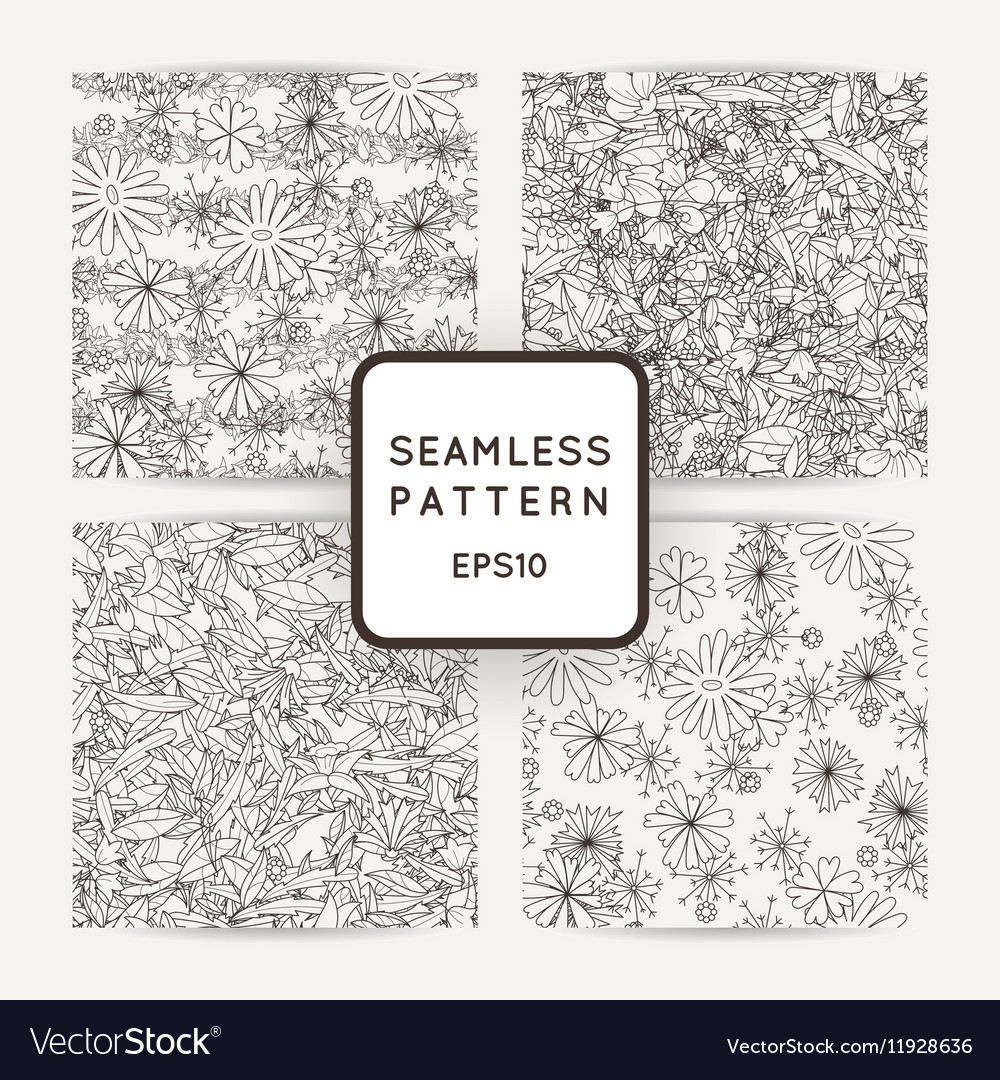 Set of doodle seamless patterns with various Vector Image