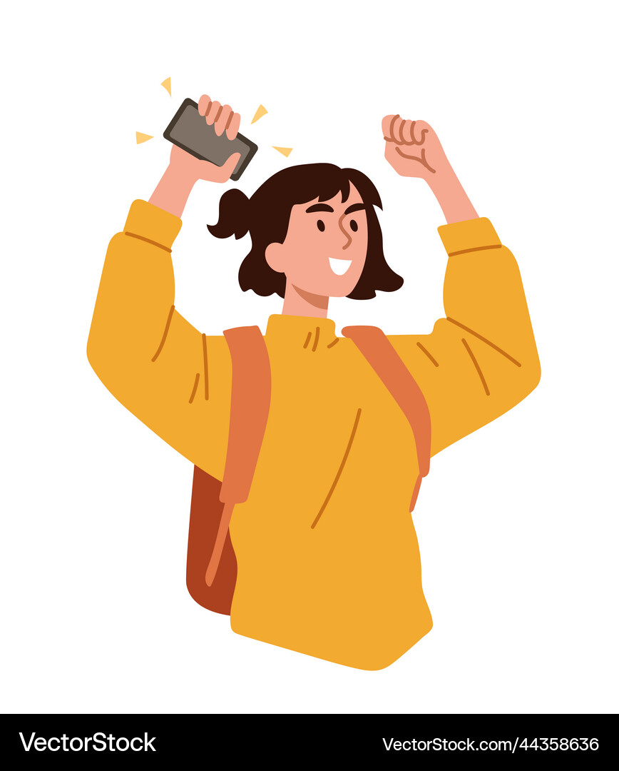 Woman celebrating victory Royalty Free Vector Image