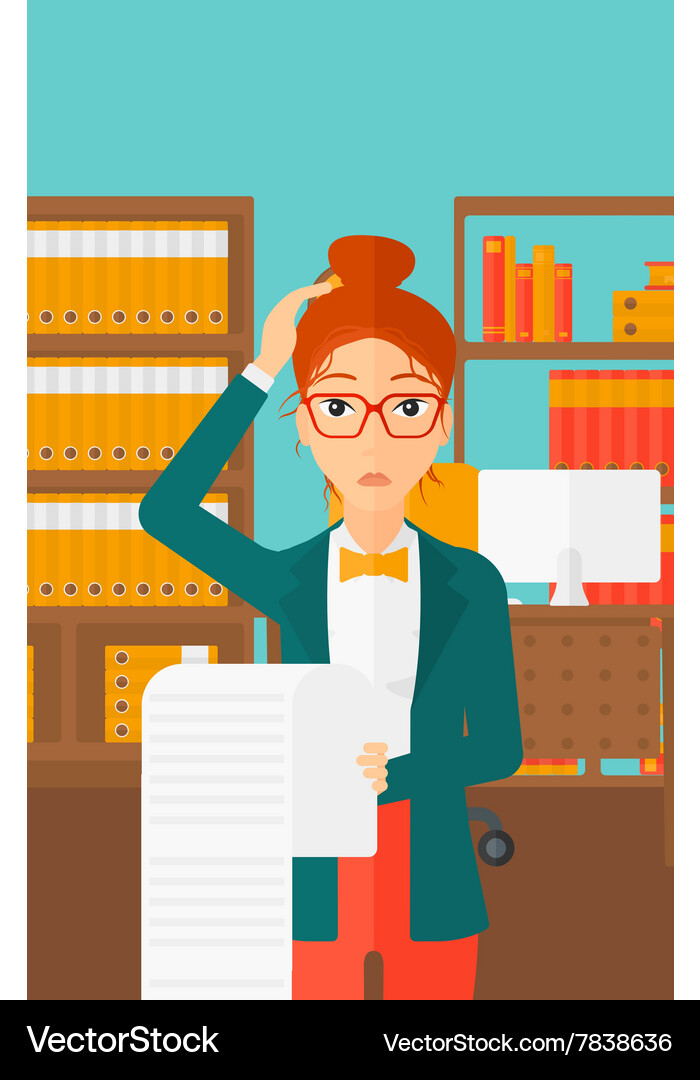 Woman holding long bill Royalty Free Vector Image