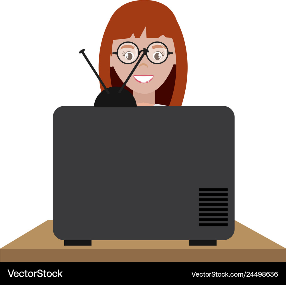 Young woman watching television Royalty Free Vector Image