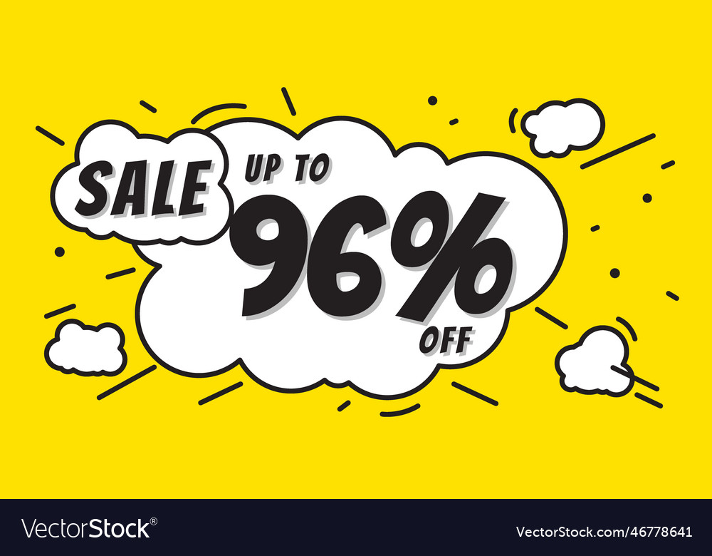 96 sale promotion cartoon comic draw bubble chat Vector Image