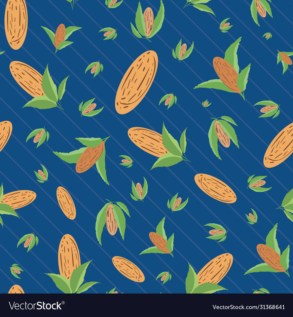 Almond seamless pattern background Royalty Free Vector Image