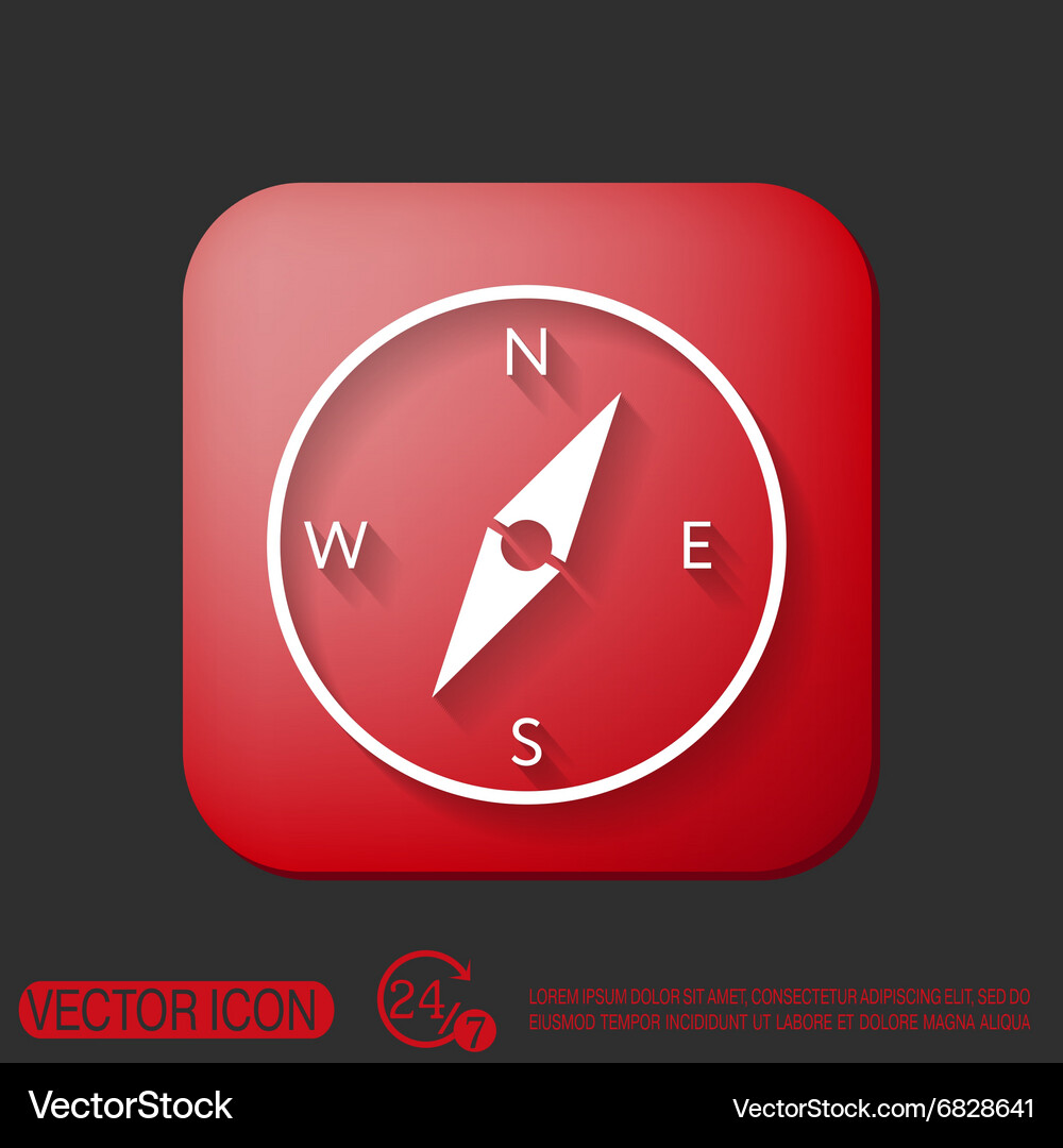 Compass icon orienteering traveling or camping Vector Image