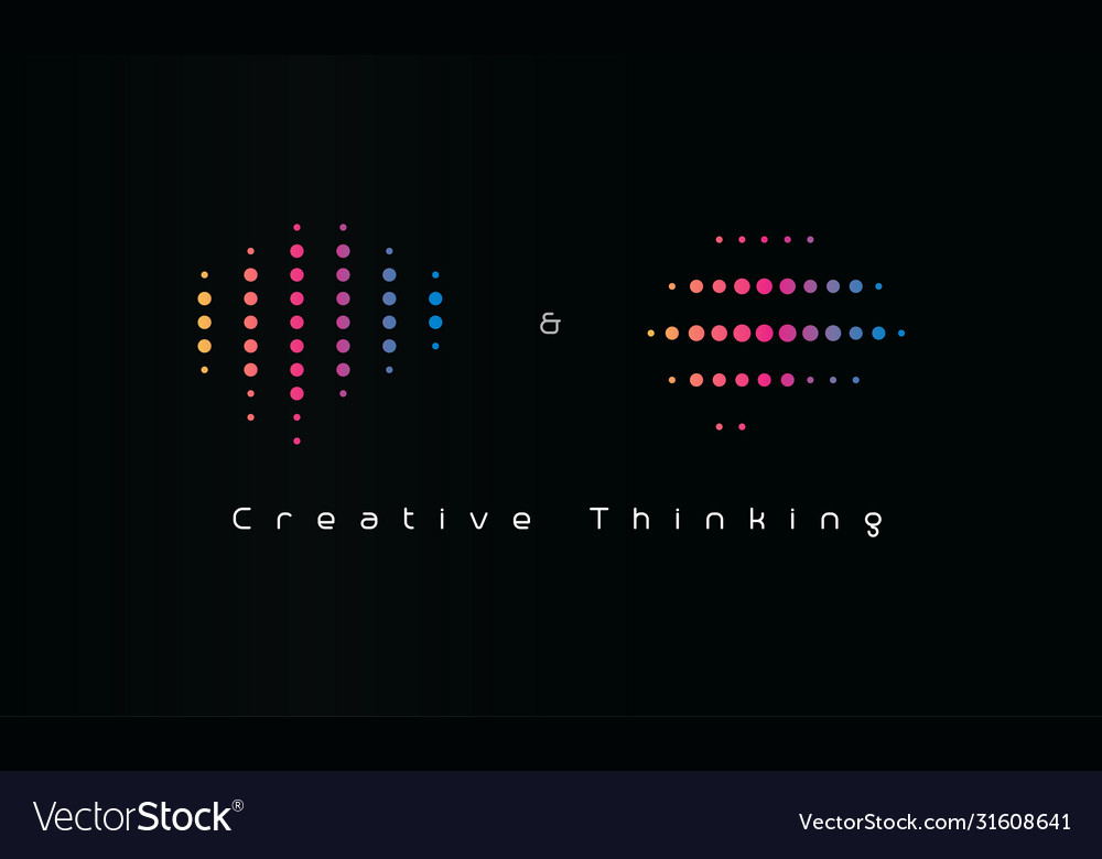 Creative thinking logo dotted machine learning Vector Image