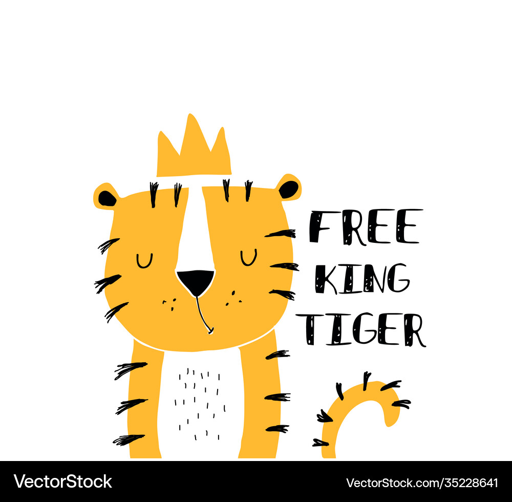 Cute tiger for t-shirt design Royalty Free Vector Image