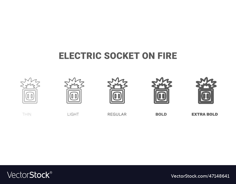 Electric socket on fire icon thin regular bold Vector Image